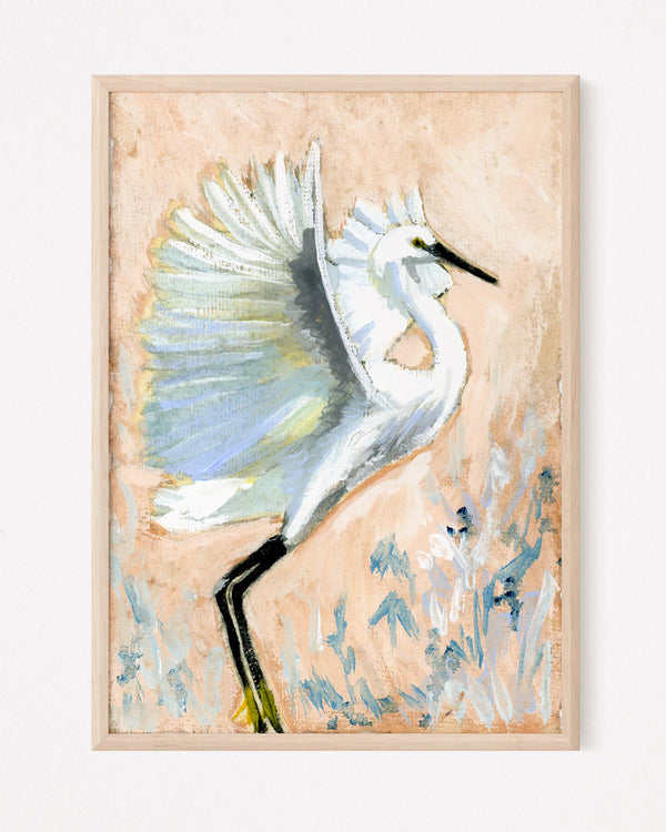 Agnes White Egret, a Vertical Print - Amanda Wathen