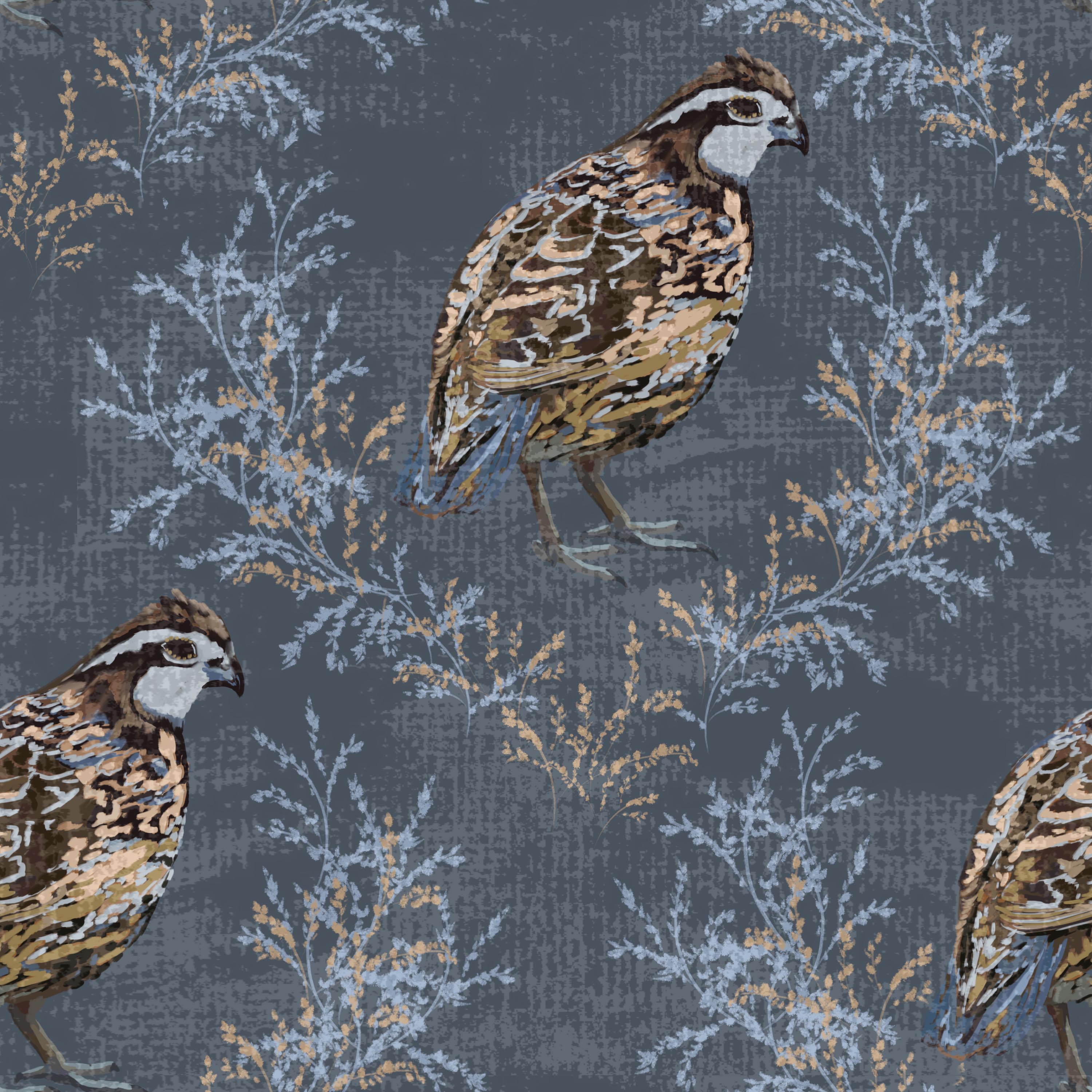 *New* Bob Quail-Blue (fabric) - Amanda Wathen