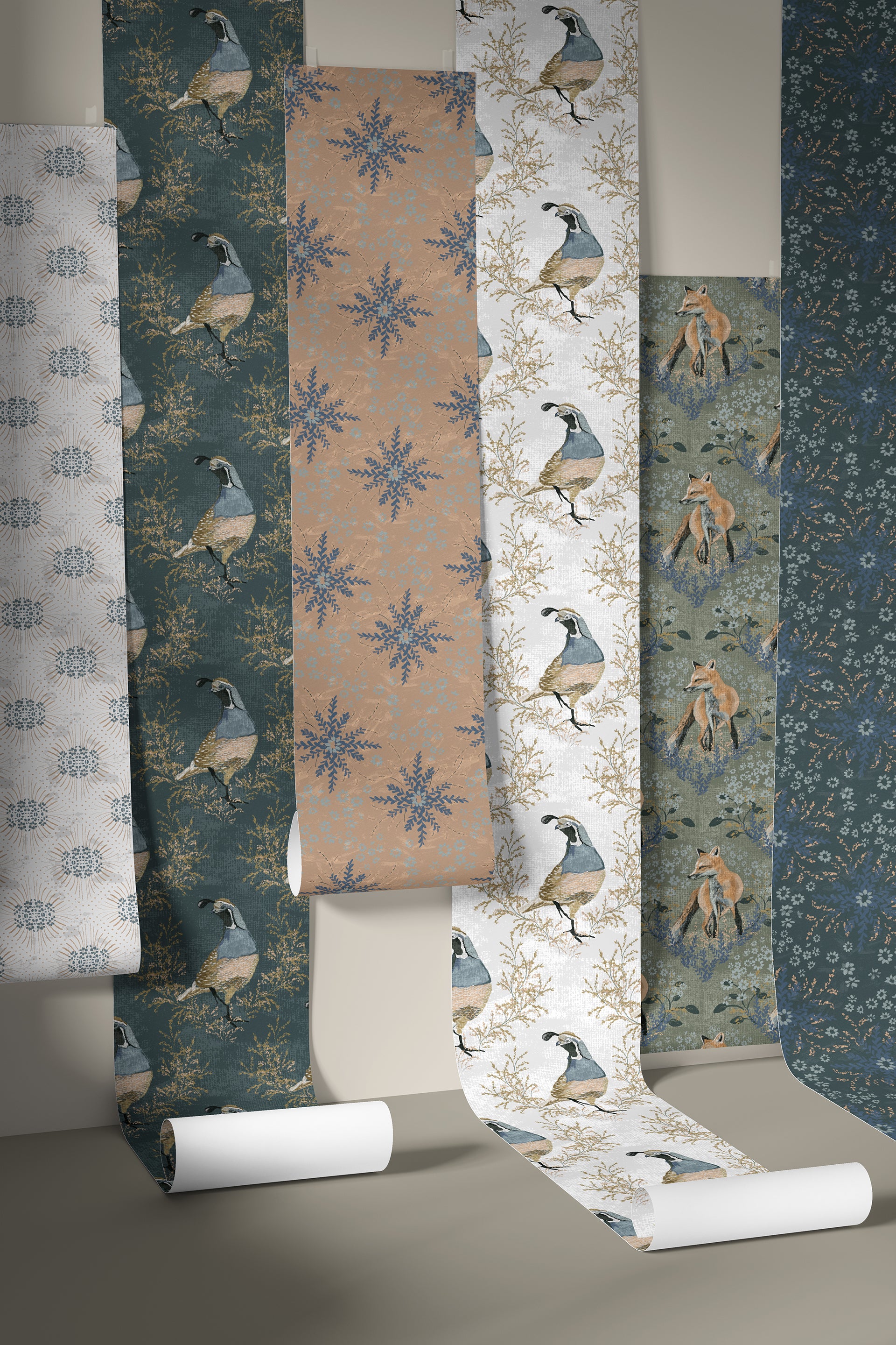 Junie Fox- Sage Green Wallpaper - Amanda Wathen